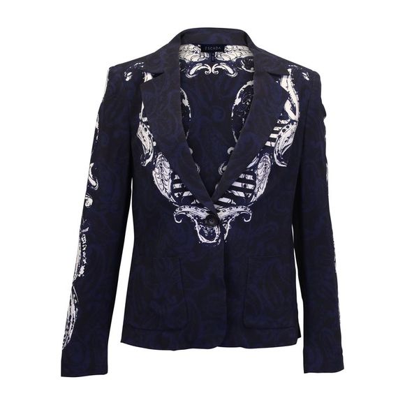Escada | Jackets & Coats | Escada Paisley Printed Blazer In Navy ...